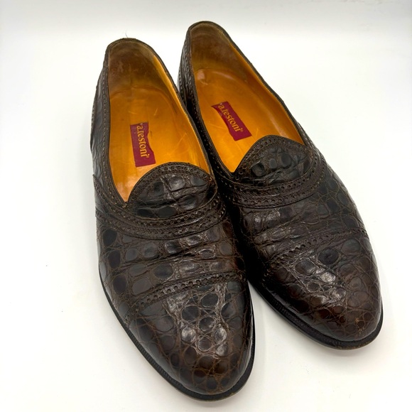 A.testoni | Shoes | Vintage Atestoni Dark Brown Crocodile Mens Loafers ...